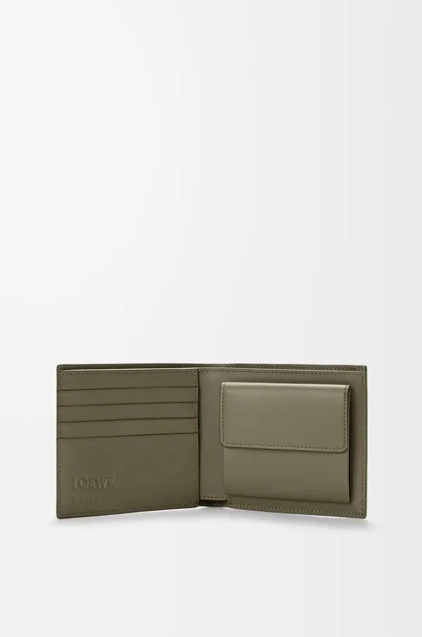 Loewe Bifold Coin Wallet In Satin Leather Skin - Khaki Green