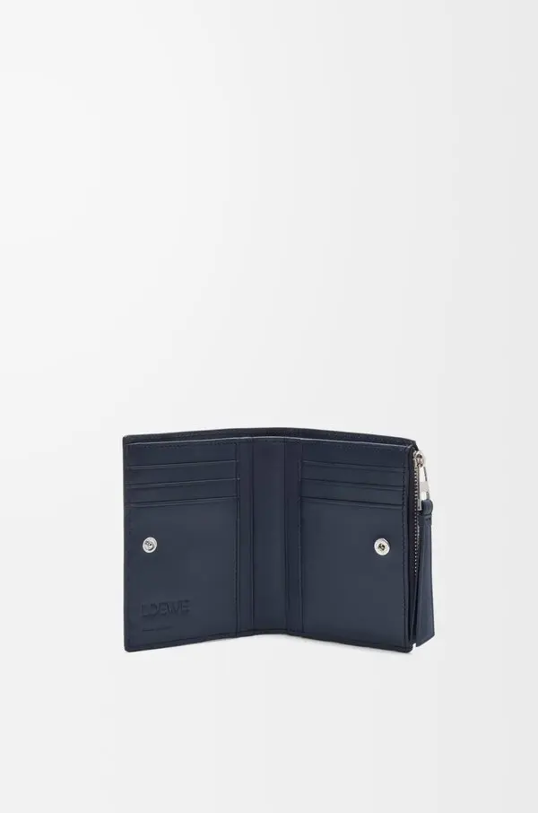 Loewe Puzzle Slim Compact Wallet In Classic Leather Skin - Blue Grey/navy