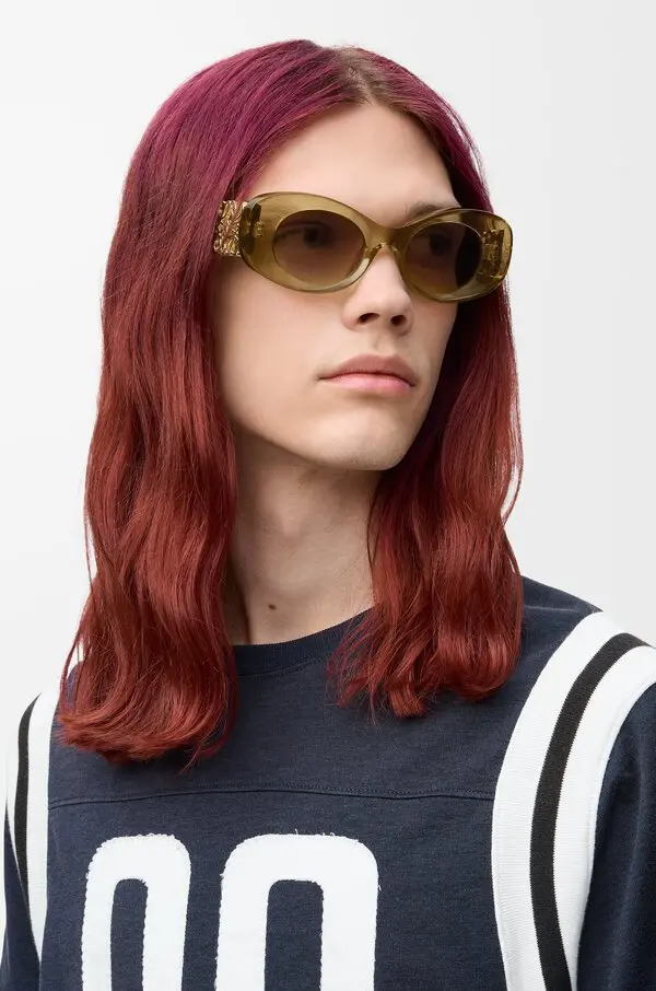 Loewe Beveled Oval Sunglasses - Transparent Olive