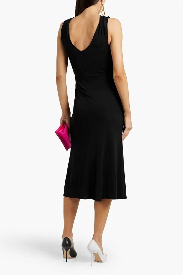 Diane Von Furstenberg Neely Twisted Jersey Midi Dress In Black - 85% Off |  Editorialist