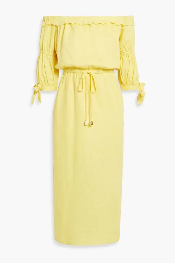 Diane Von Furstenberg Sophia Off-the-shoulder Gauze Midi Dress - Yellow