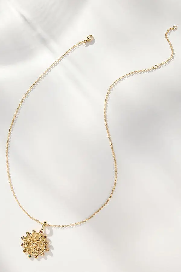 JANE WIN Hope Petite Embellished Coin Necklace - Gold