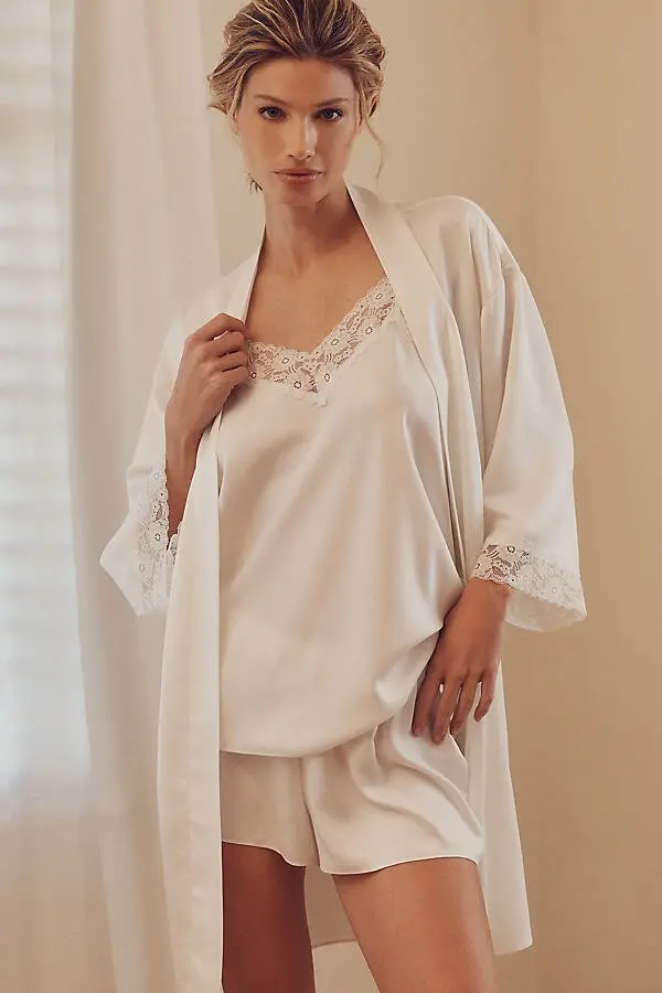 Flora Nikrooz Sabra Bride Pajamas & Robe Travel Set - Ivory