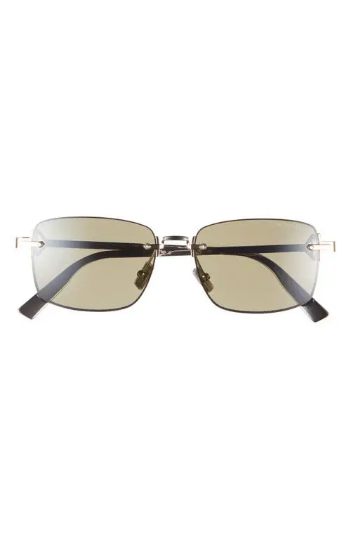 Dior Cd Diamond S11u Rectangle Sunglasses - Shiny Palladium / Green