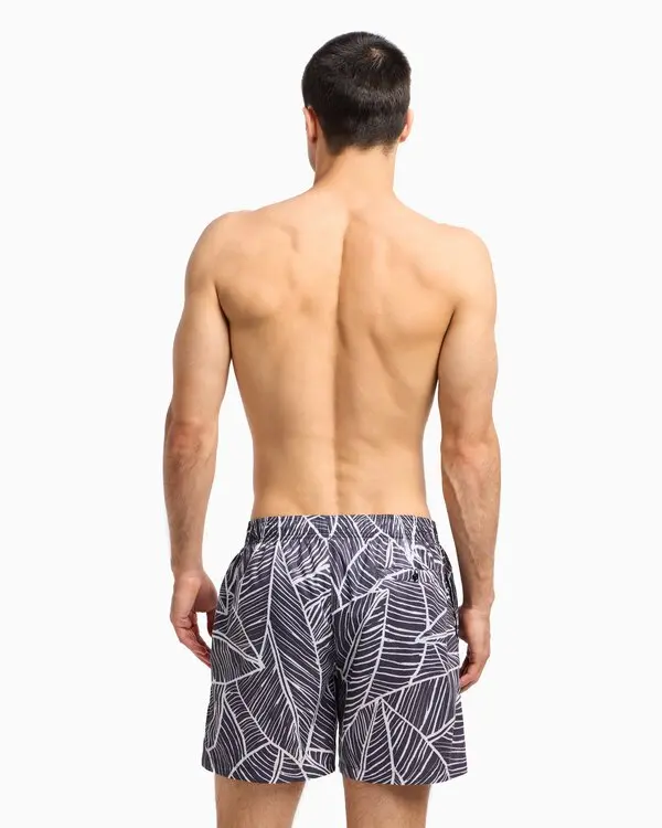Giorgio Armani Printed Swim Trunks - Blue