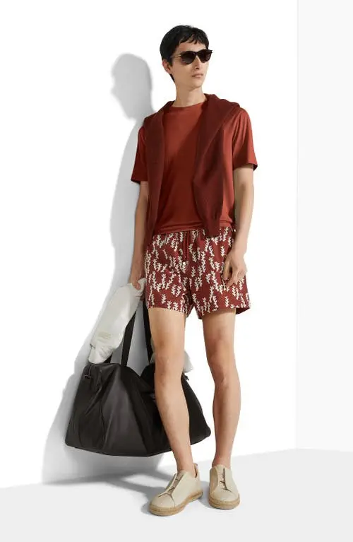 Zegna Oasi Print Swim Trunks - Red