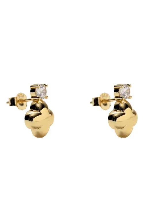 Argento Vivo Cubic Zirconia Clover Stud Earrings - Gold