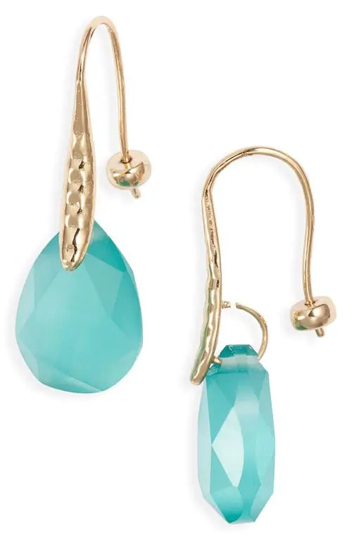 Nordstrom Teardrop Semiprecious Stone Drop Earrings - Seafoam- Gold