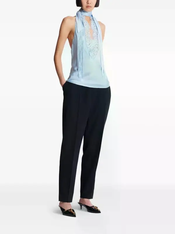 Balmain Backless Halterneck Silk Top - Blue