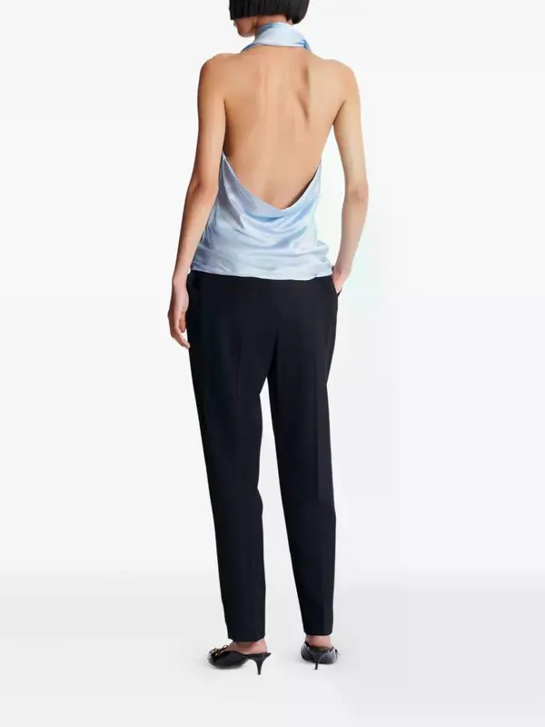 Balmain Backless Halterneck Silk Top - Blue