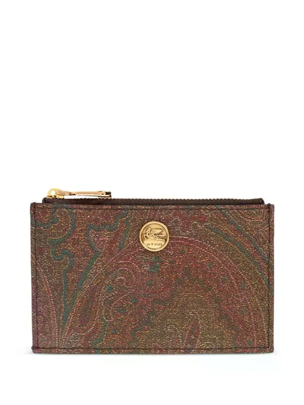 Etro Paisley-pattern Card Holder - Brown