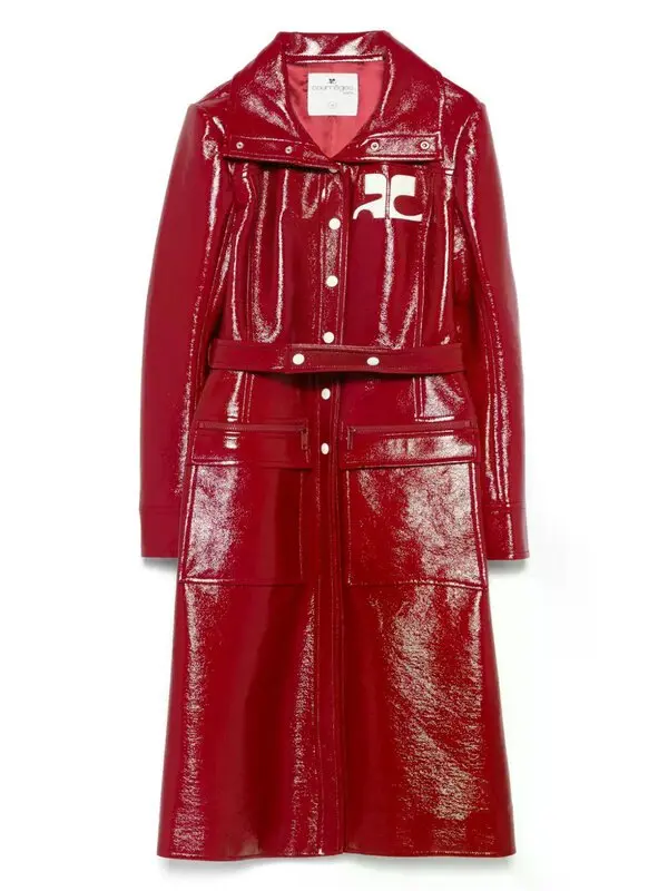 COURREGES Faux-leather Logo Trench Coat
