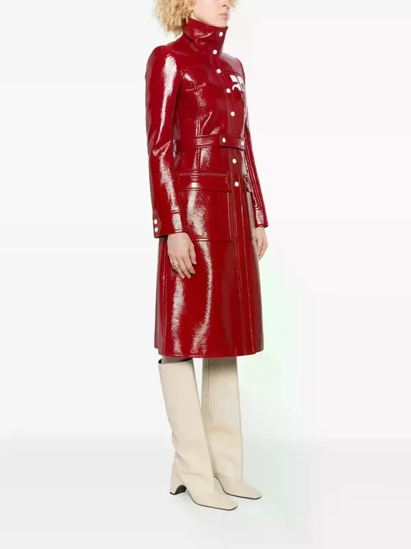 COURREGES Faux-leather Logo Trench Coat