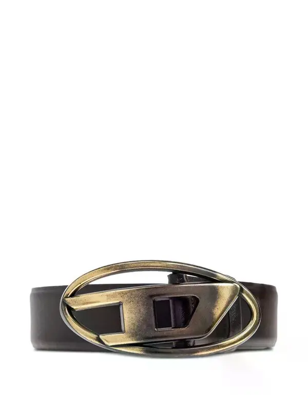 Diesel Leather Belt With Oval D-logo Buckle - Brown