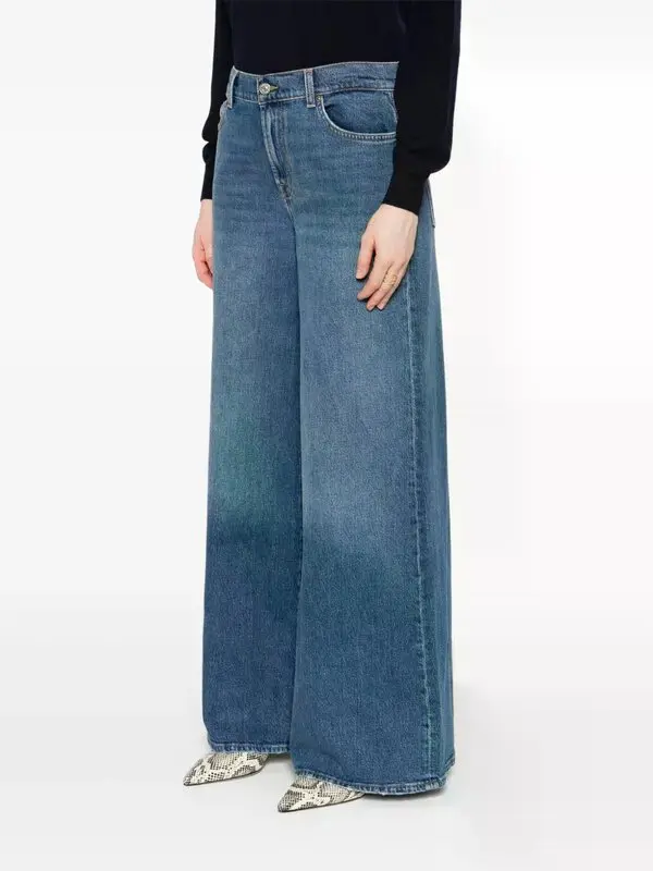 7 For All Mankind Bleached-effect Wide-leg Jeans
