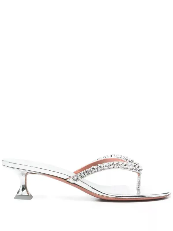 Amina Muaddi 40mm Crystal-embellished Sandals - Silver