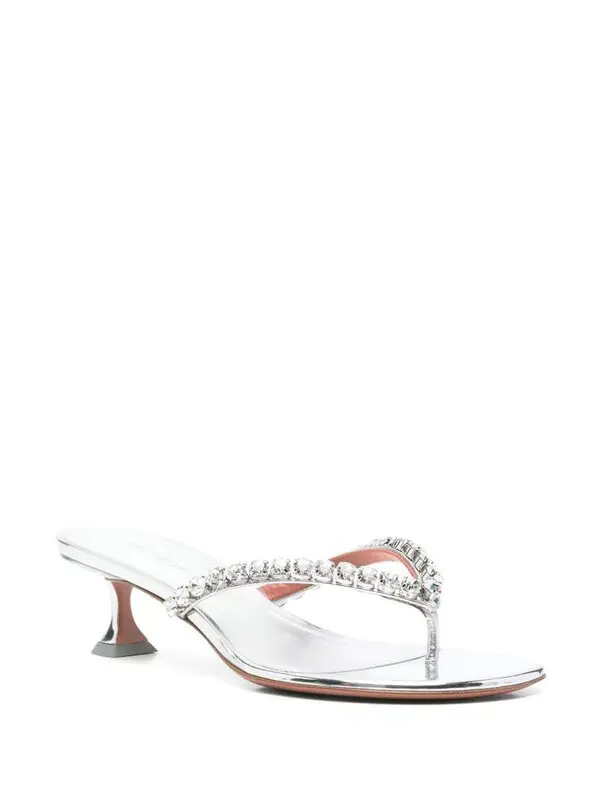 Amina Muaddi 40mm Crystal-embellished Sandals - Silver