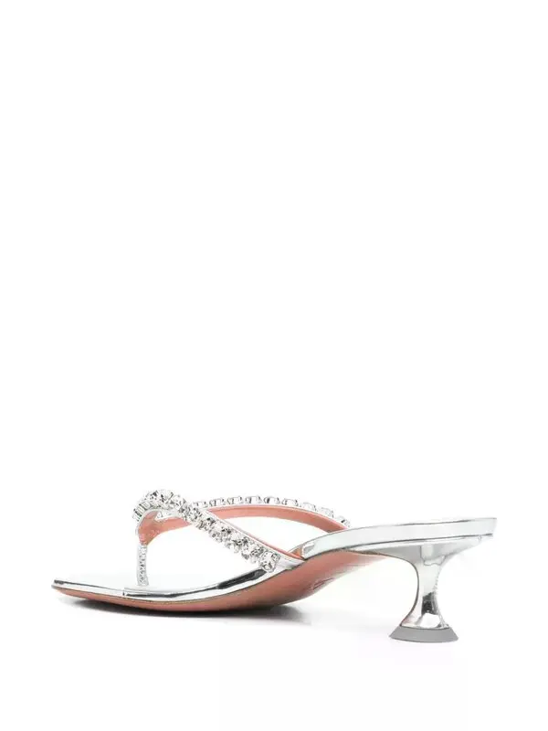 Amina Muaddi 40mm Crystal-embellished Sandals - Silver
