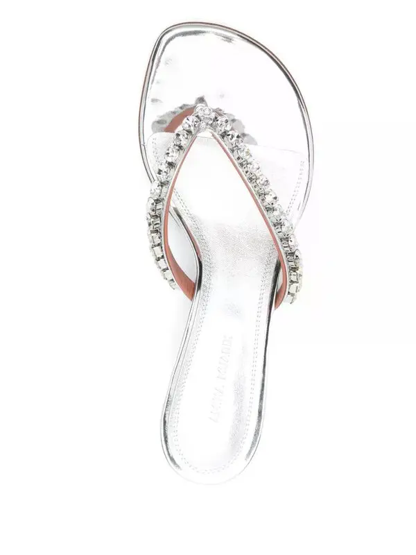 Amina Muaddi 40mm Crystal-embellished Sandals - Silver