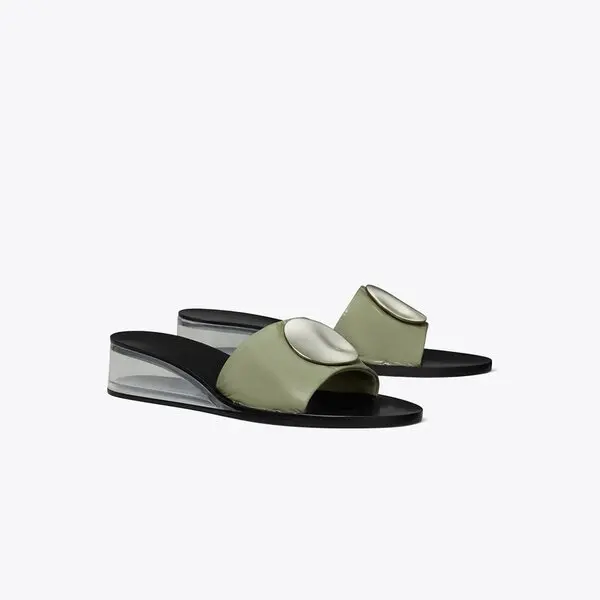 Tory Burch Patos Wedge Slide - Light Jade/silver