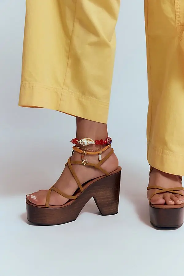 Free People Tango Strappy Clogs - Camel Suede