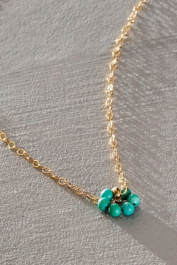 8.6.4 DESIGN 864 Design Stone Flower Necklace - Turquoise