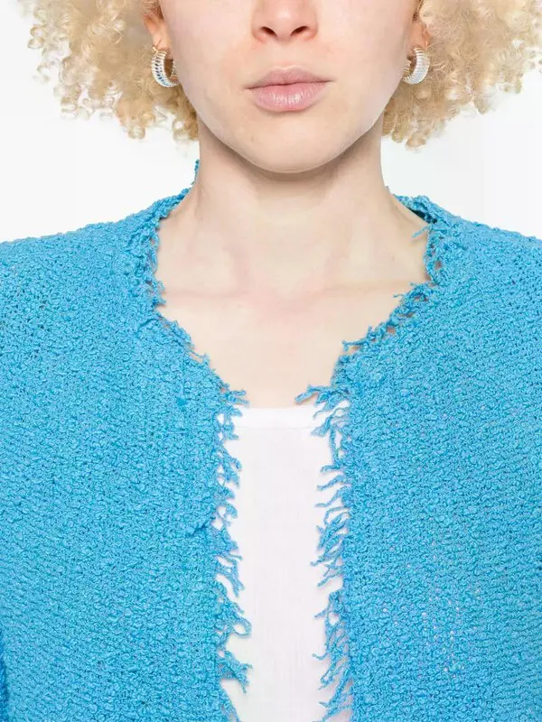 IRO PARIS Open-front Jacket With Fringe Detailing - Blue