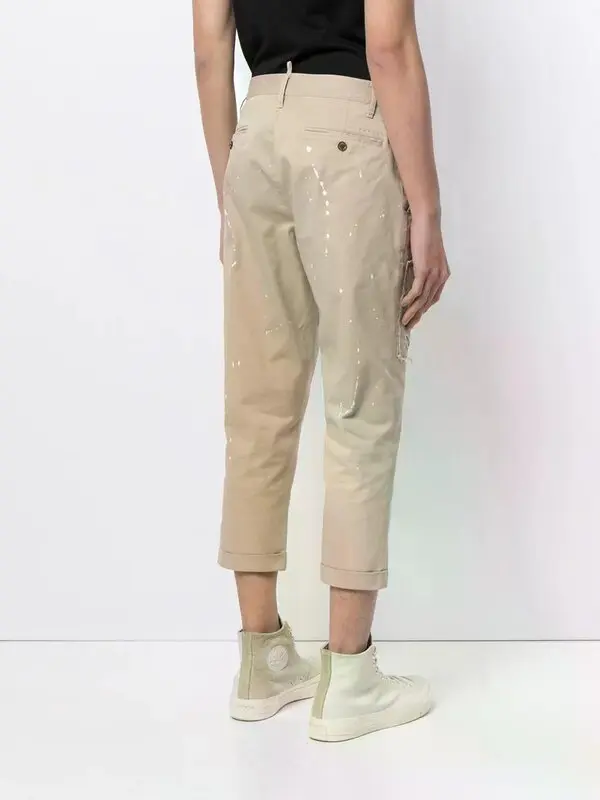 PORTS V Cropped Paint Splatter Trousers