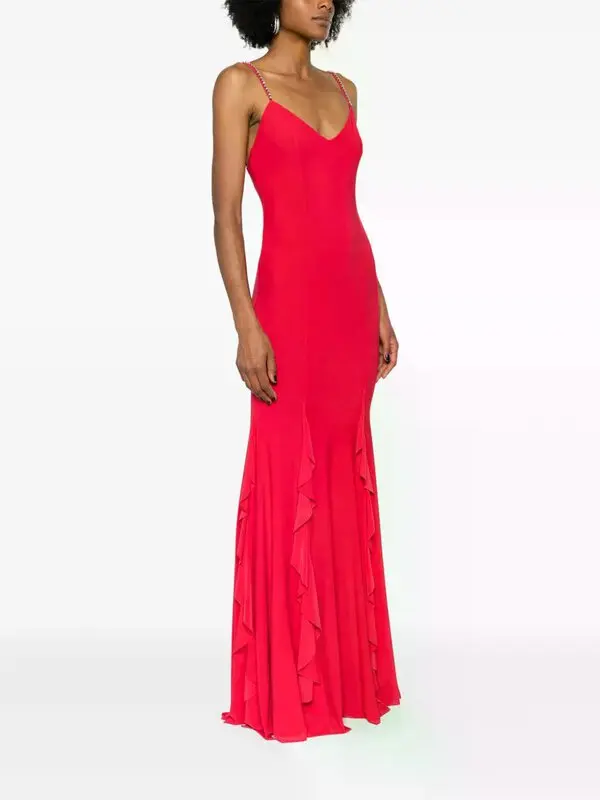 NISSA Ruffled Chiffon Maxi Dress
