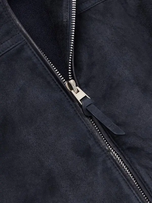 TOM FORD Slim-fit Suede And Merino Wool And Cashmere-blend Jacket - Blue