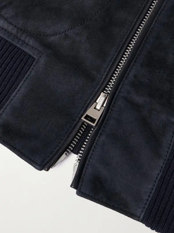 TOM FORD Slim-fit Suede And Merino Wool And Cashmere-blend Jacket - Blue