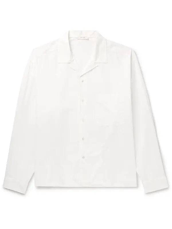 THE ROW Elijas Convertible-collar Cotton-poplin Shirt - White