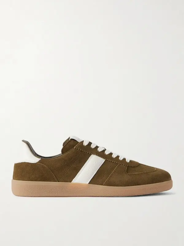TOM FORD Archer Leather-trimmed Suede Sneakers - Brown