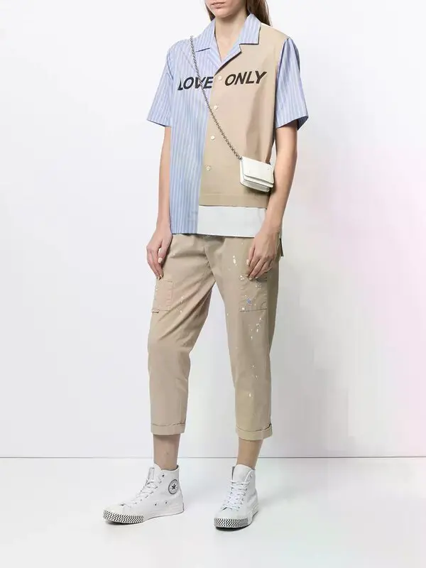 PORTS V Love Only Printed Panelled Shirt