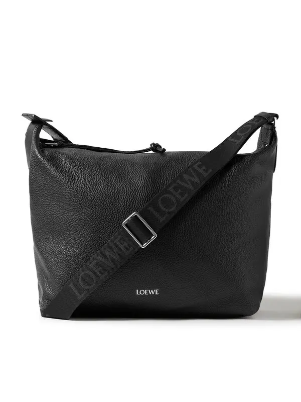 Loewe Cubi Full-grain Leather Messenger Bag - Black
