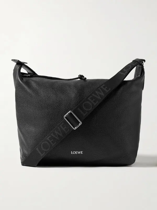 Loewe Cubi Full-grain Leather Messenger Bag - Black