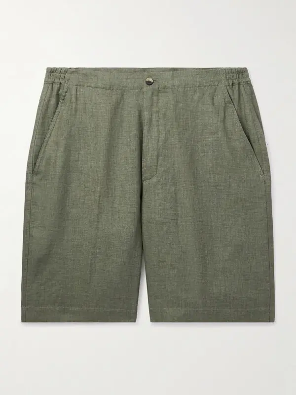 Loro Piana Nolan Straight-leg Linen Shorts - Green
