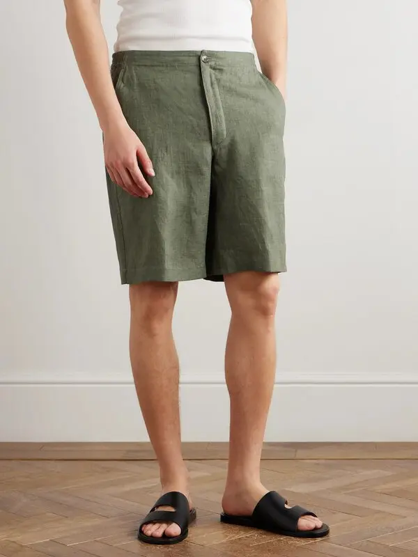 Loro Piana Nolan Straight-leg Linen Shorts - Green