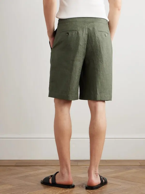 Loro Piana Nolan Straight-leg Linen Shorts - Green