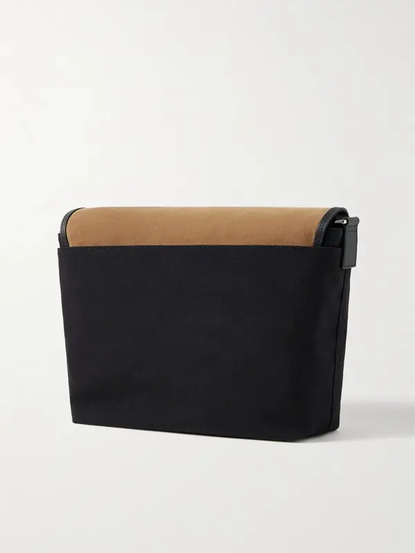 Loewe Leather-trimmed Suede And Canvas Messenger Bag - Black
