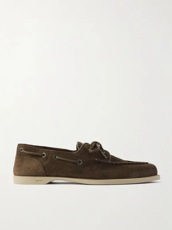 John Lobb Foil Suede Boat Shoes - Green