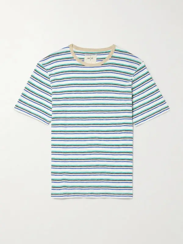Folk Striped Slub Cotton-jersey T-shirt