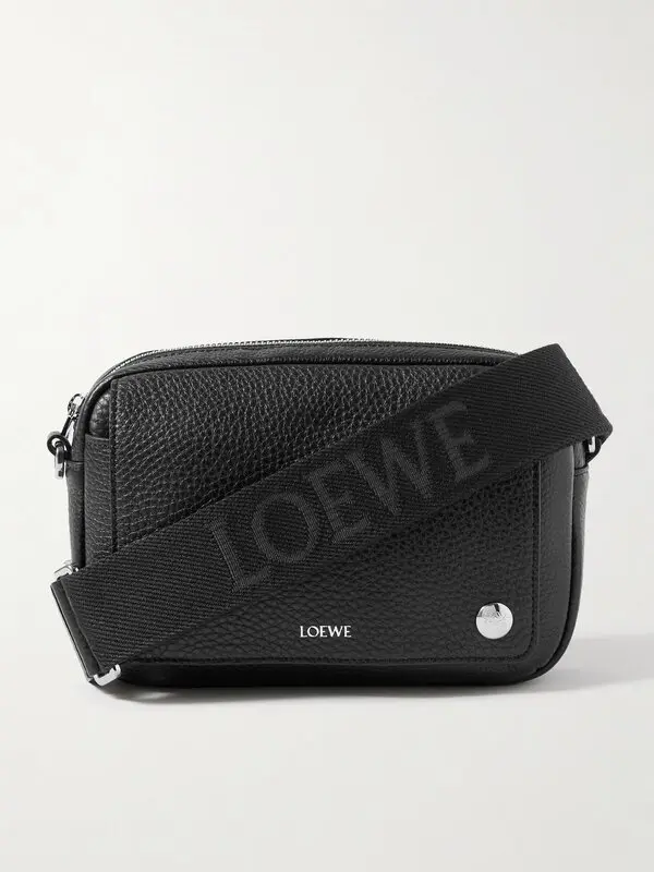 Loewe Pebble Full-grain Leather Messenger Bag - Black