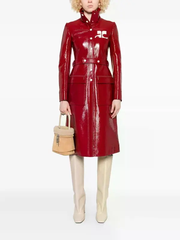 COURREGES Faux-leather Logo Trench Coat