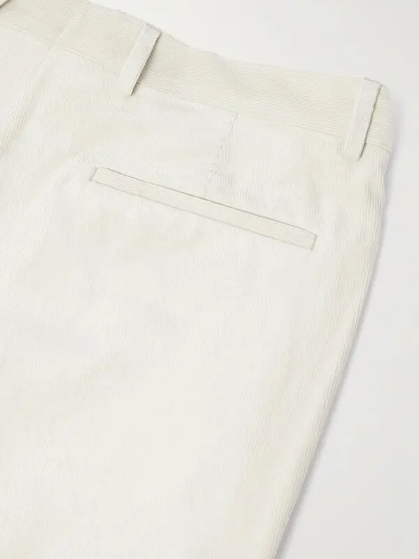 Brunello Cucinelli Straight-leg Pleated Cotton-corduroy Suit Trousers - Neutrals