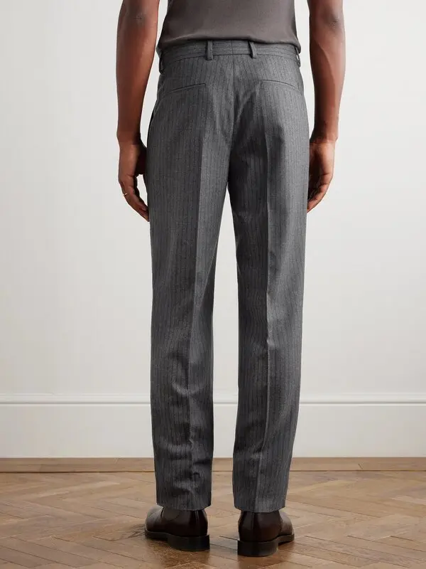 Brunello Cucinelli Straight-leg Striped Wool-flannel Suit Trousers