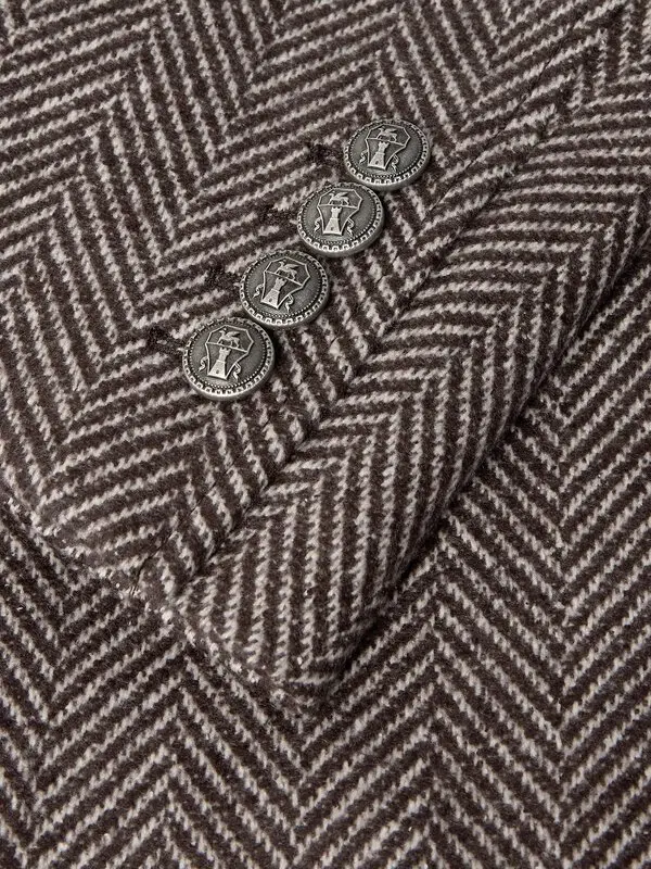 Brunello Cucinelli Herringbone Cashmere And Silk-blend Coat
