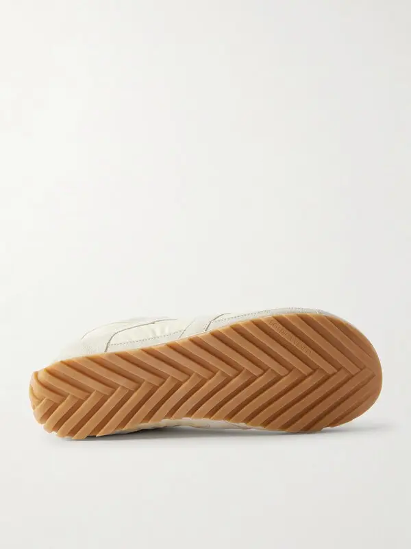 Bottega Veneta Orbit Leather And Shell-trimmed Suede Sneakers - Neutrals