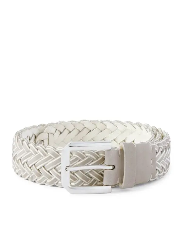 Brunello Cucinelli 3cm Woven Leather Belt - Neutrals