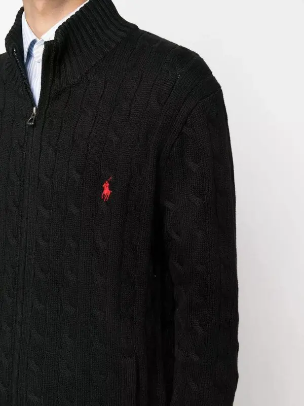 Polo Ralph Lauren Cable-knit Half-zip Jumper - Black